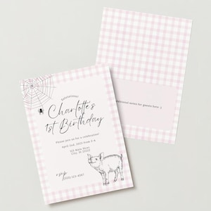 Charlotte's Web Birthday Invitation Template DIGITAL DOWNLOAD Cute Girl ...