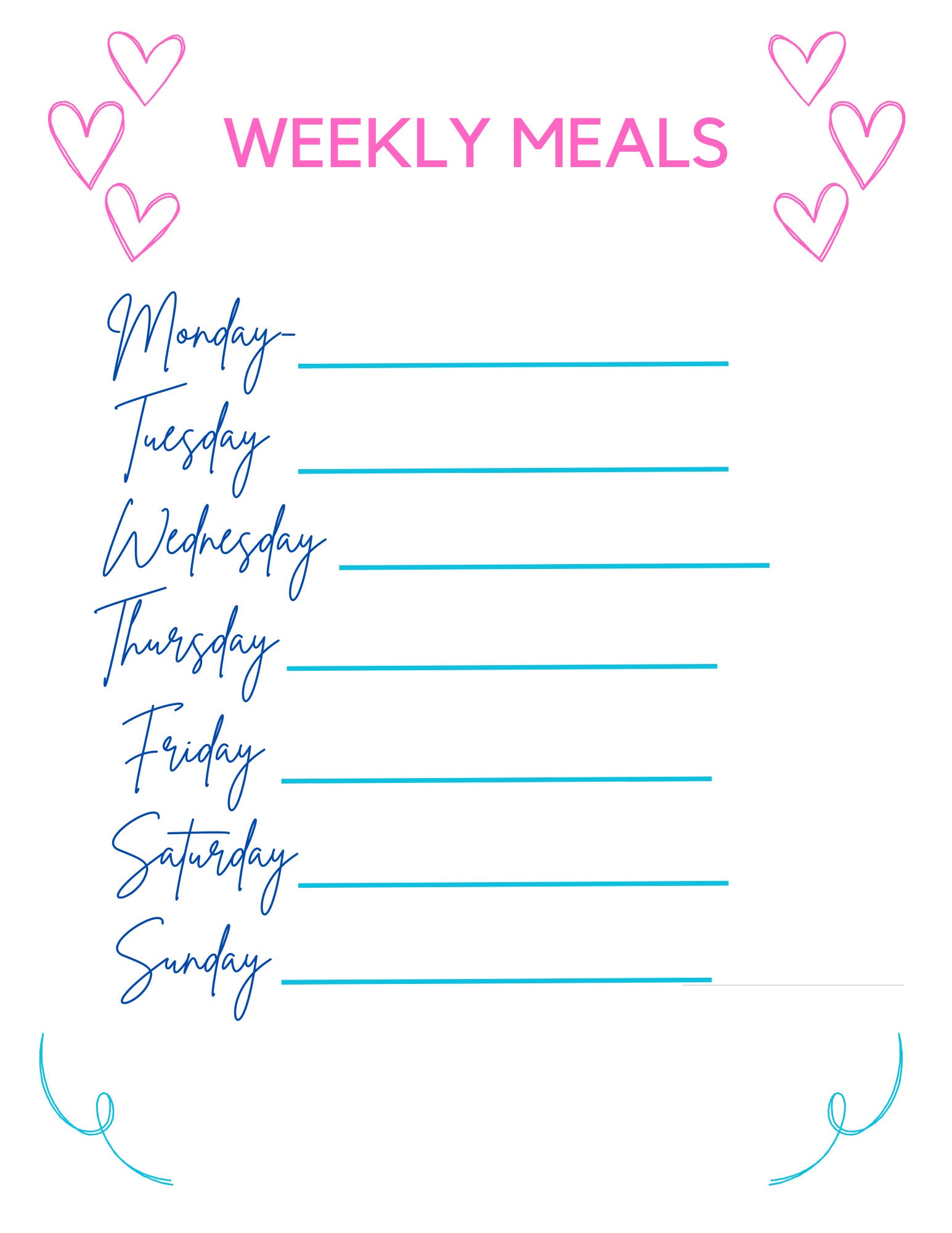Weekly Meal Planner Etsy