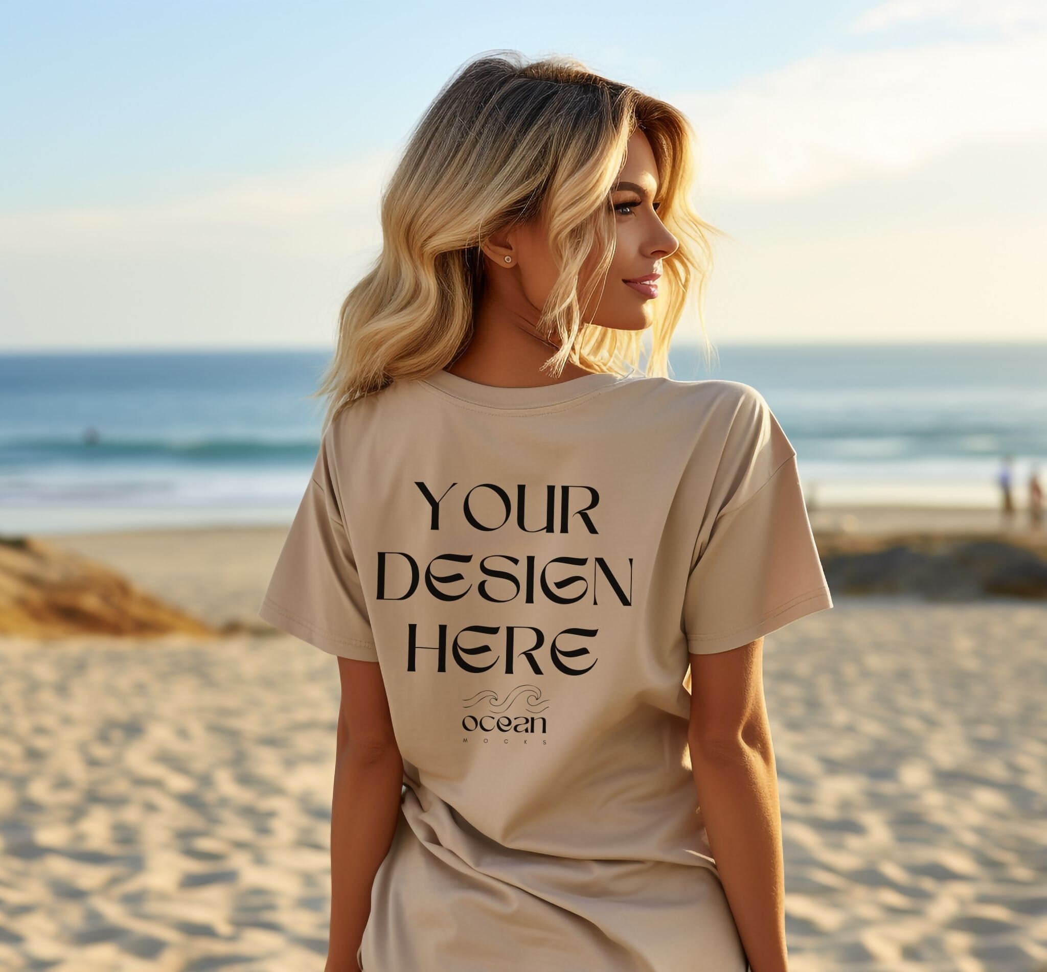 Gildan 5000 Sand T-shirt Mockup Back of Shirt Mockup - Etsy