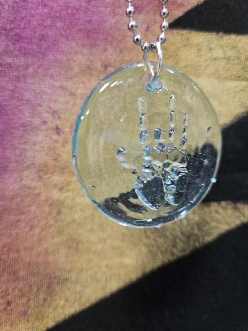 Poured Glass Garcia Tribute Jerry Hand Pendant on Stainless Ball Chain ...