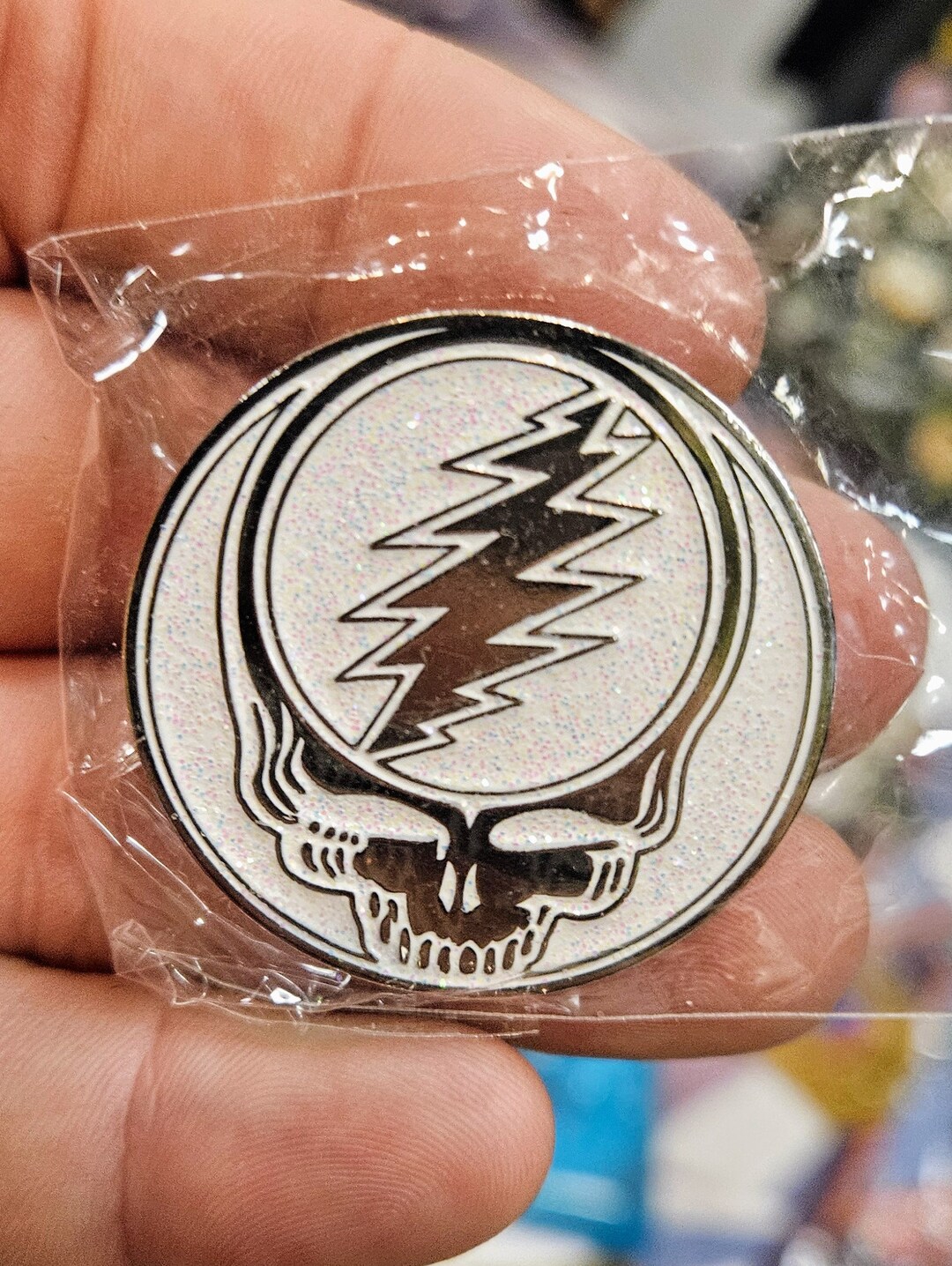 Grateful Dead Steal Your Face Stealie Raised Silver Tone and White SYF ...
