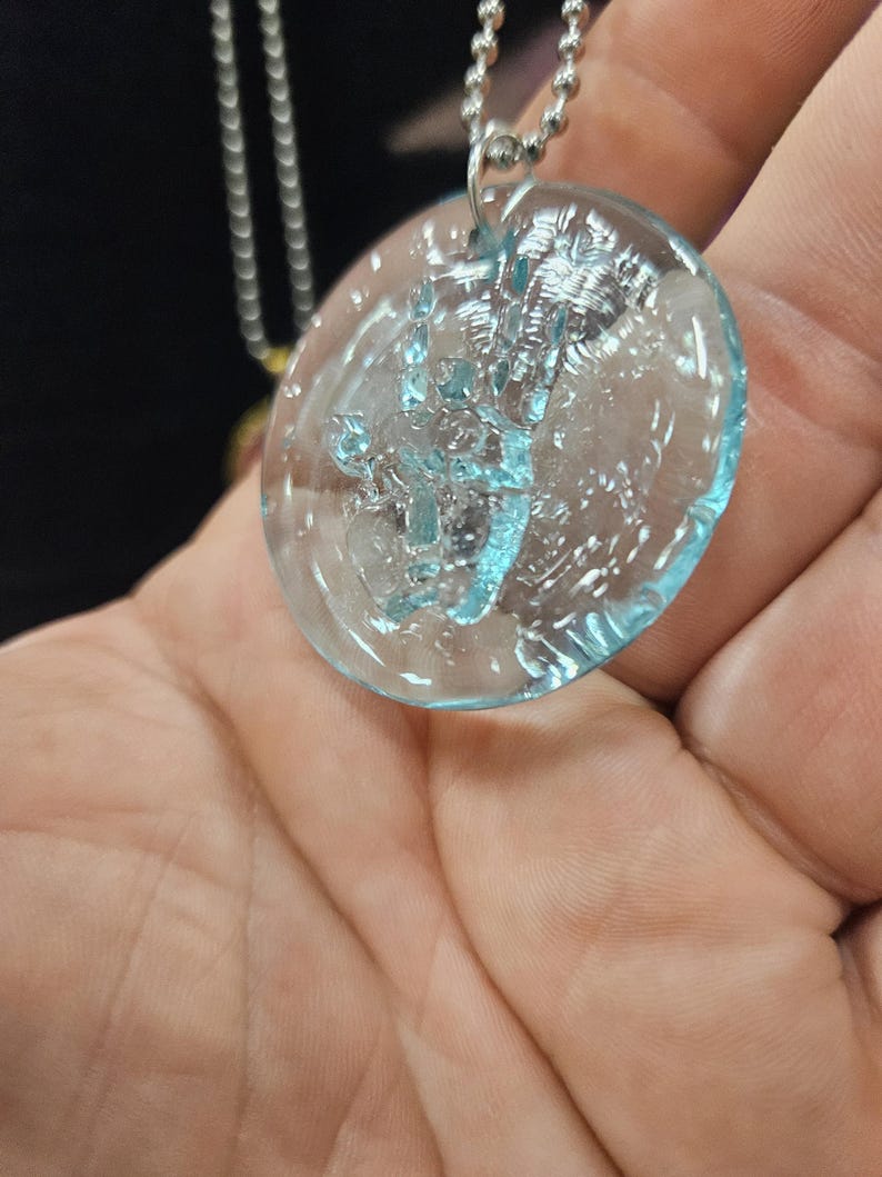 Poured Glass Garcia Tribute Jerry Hand Pendant on Stainless Ball Chain ...