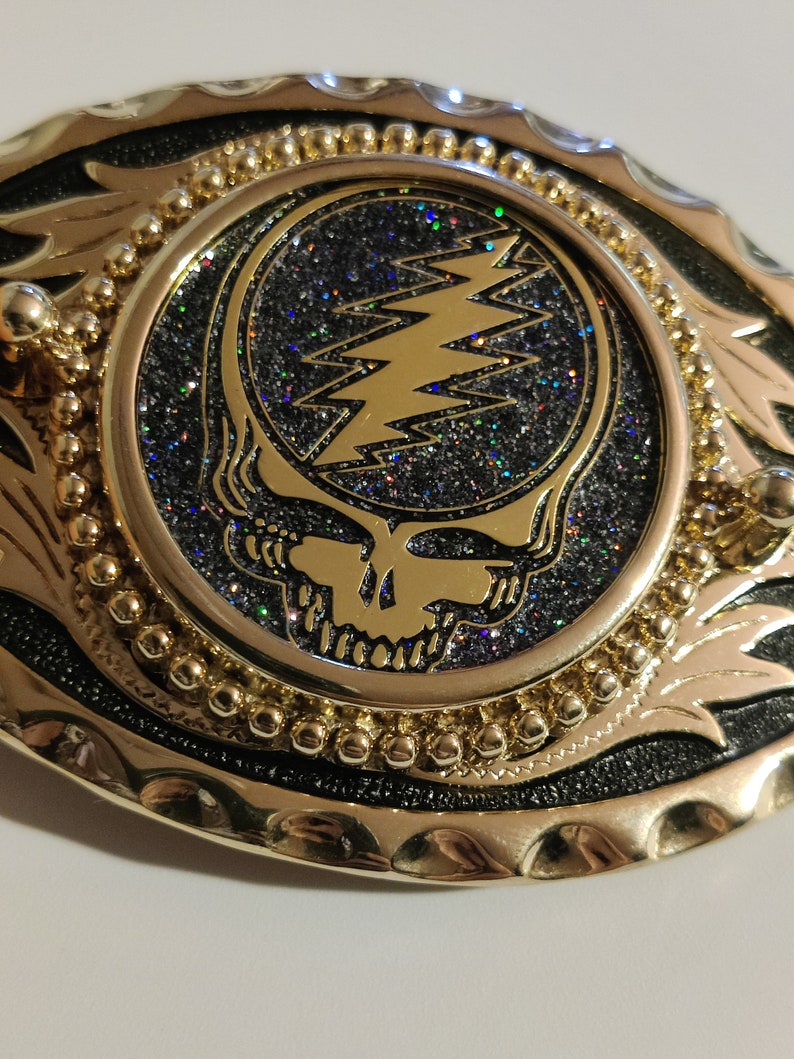 Grateful Dead "dark Star" STEAL YOUR FACE Stealie Gold Tone Belt Buckle ...