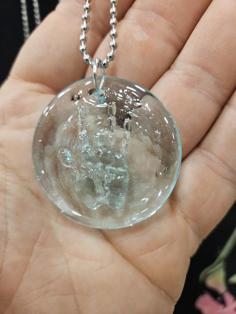 Poured Glass Garcia Tribute Jerry Hand Pendant on Stainless Ball Chain ...