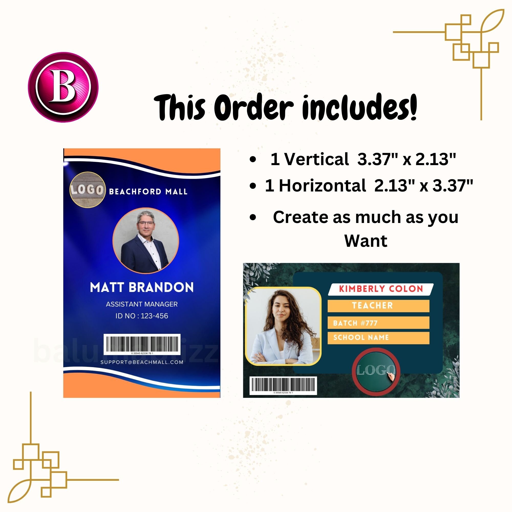 Custom ID Badge Design Your Own ID Card Plastic Office Badge Teacher ID ...
