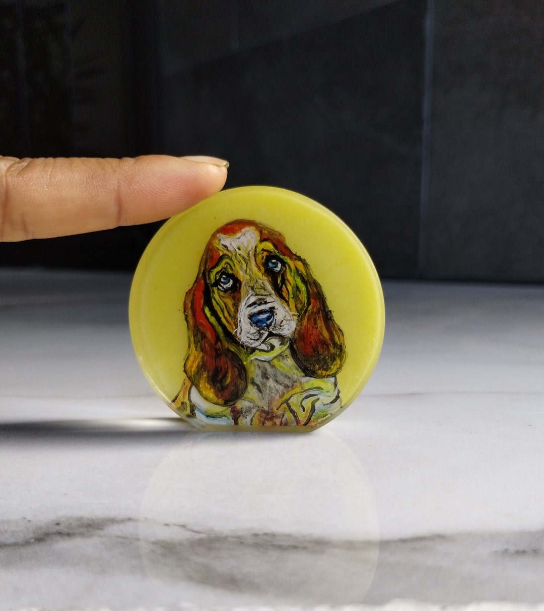3D Epoxy Resin Pet Portrait Basset Hound Puppy Mini Nano 2.1875 Pet ...