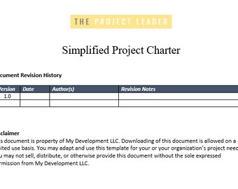 User Friendly Project Charter Template - Etsy