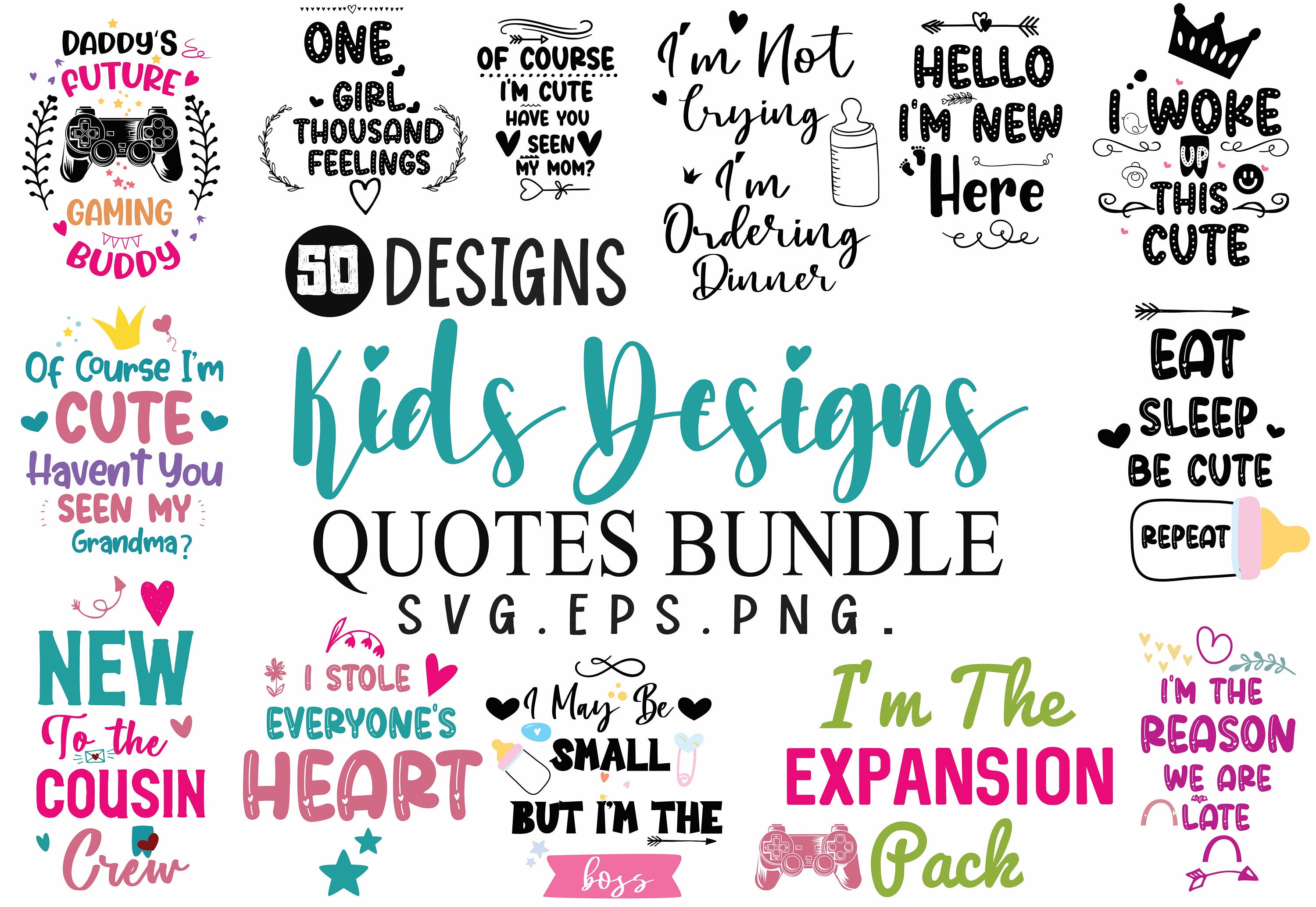 Kids Design SVG Bundle, Children Quotes Svg, Funny Kids Quote Design ...