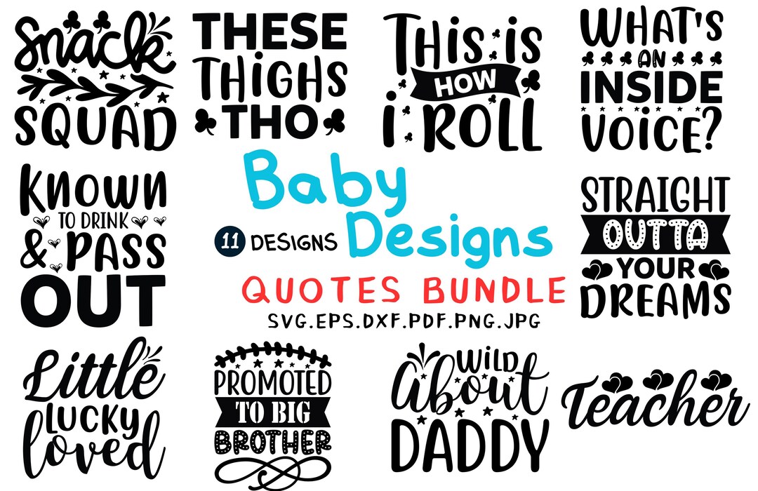 Baby Design SVG Bundle, Kids Quotes Svg, Funny Kids Quote Design, Kids ...