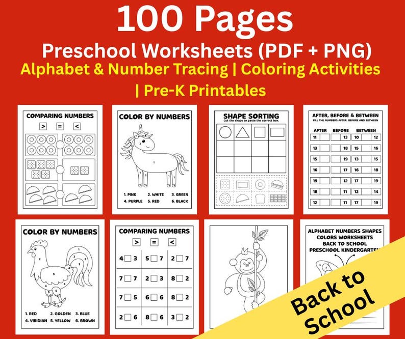 Preschool Learning Pack: Alphabet, Numbers & Coloring (PDF Download ...