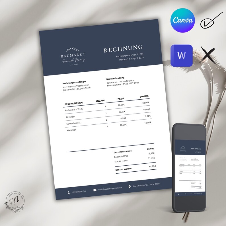 Invoice Template German 2024 Professional Invoice Template for Canva ...