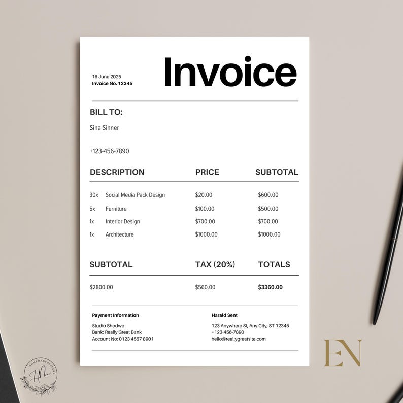 Invoice Template 2025 | New Canva Template Design | Invoice Self ...