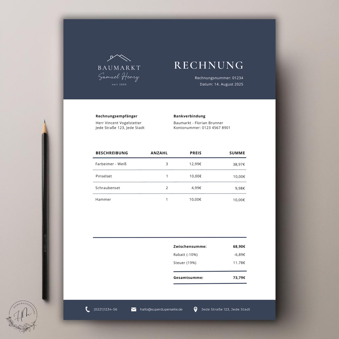 Invoice Template German 2024 Professional Invoice Template for Canva ...
