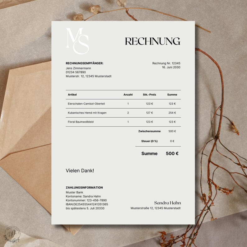 Invoice Template 2024, Professional Word & Canva Template, Invoice ...