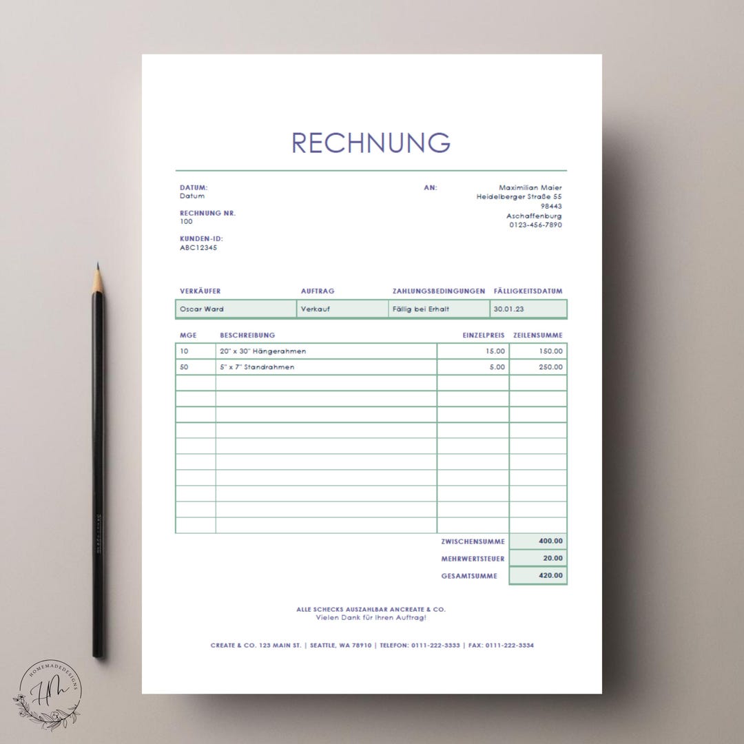 Invoice Template 2025 for Small Business Owners and Companies, Digital ...