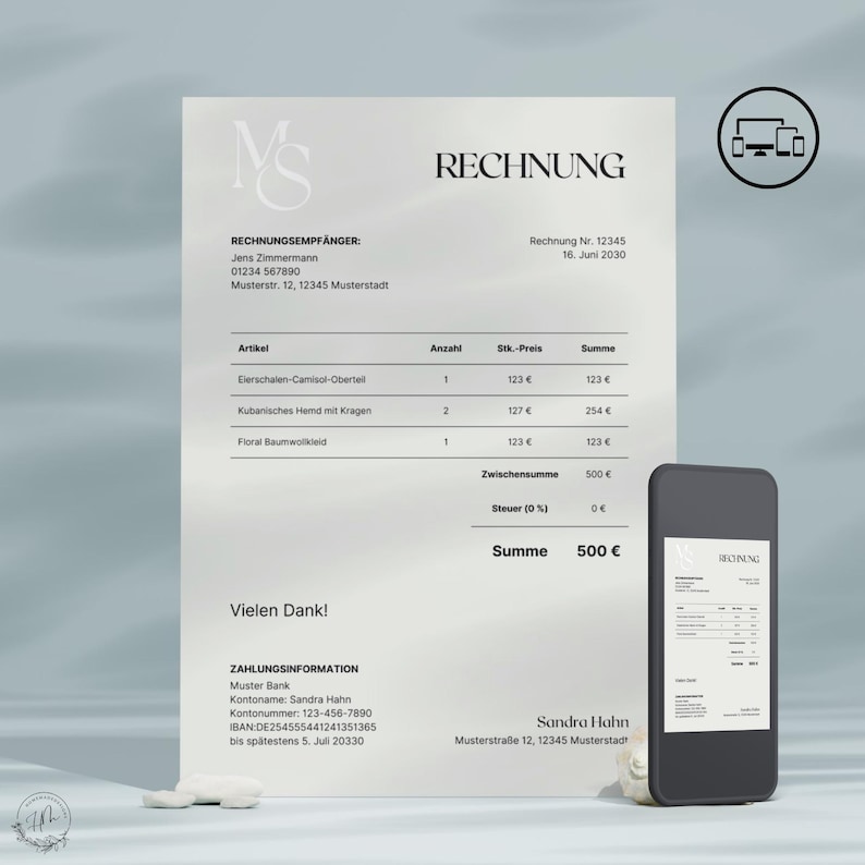 Rechnungsvorlage 2025, Professionelle Word & Canva Vorlage, Rechnung ...