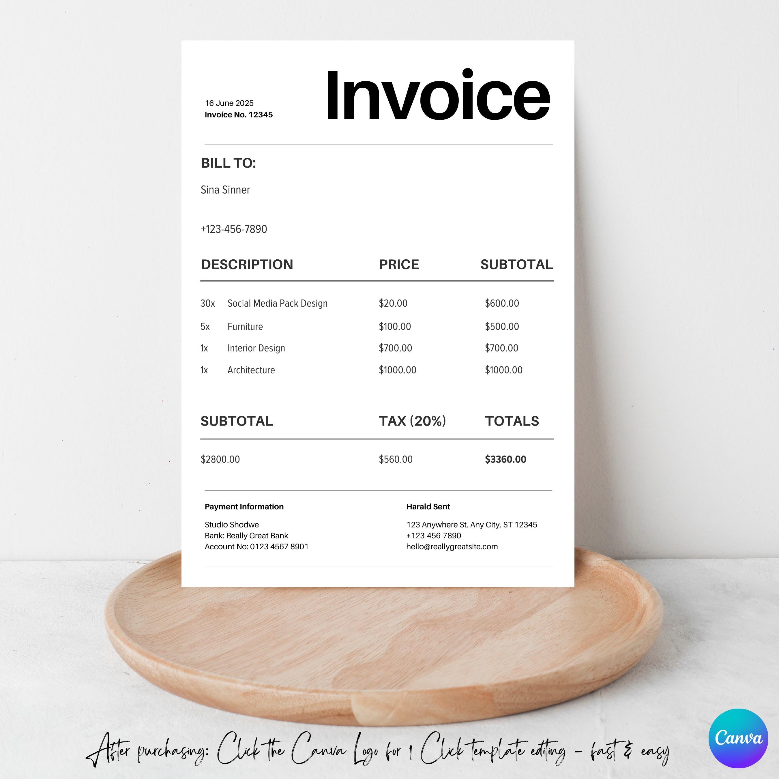 Invoice Template 2025 | New Canva Template Design | Invoice Self ...