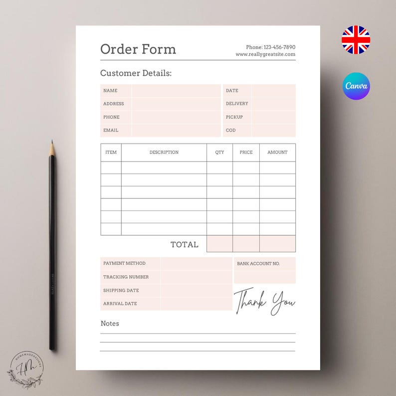 Order Form Template | Professional Order Template for Simple Orders ...