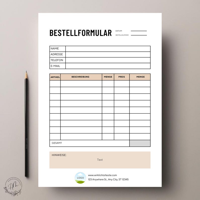 Order Form Template | Professional Order Template Easy Orders ...