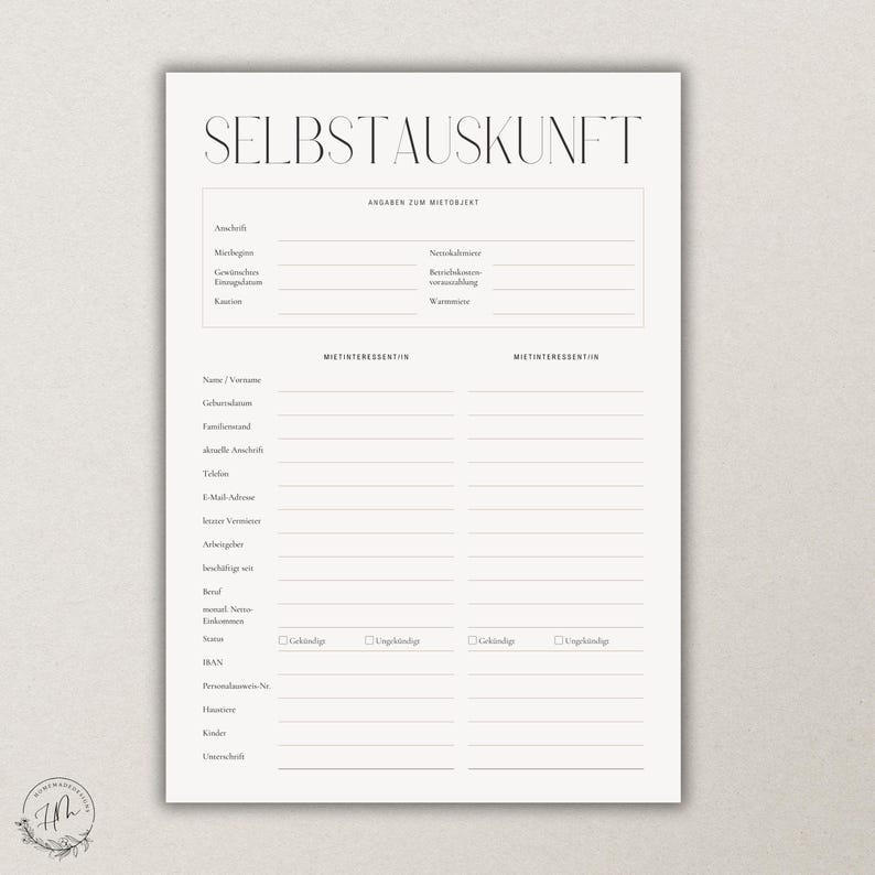Tenant Self-disclosure Template 2024 Template for Tenants and Property ...