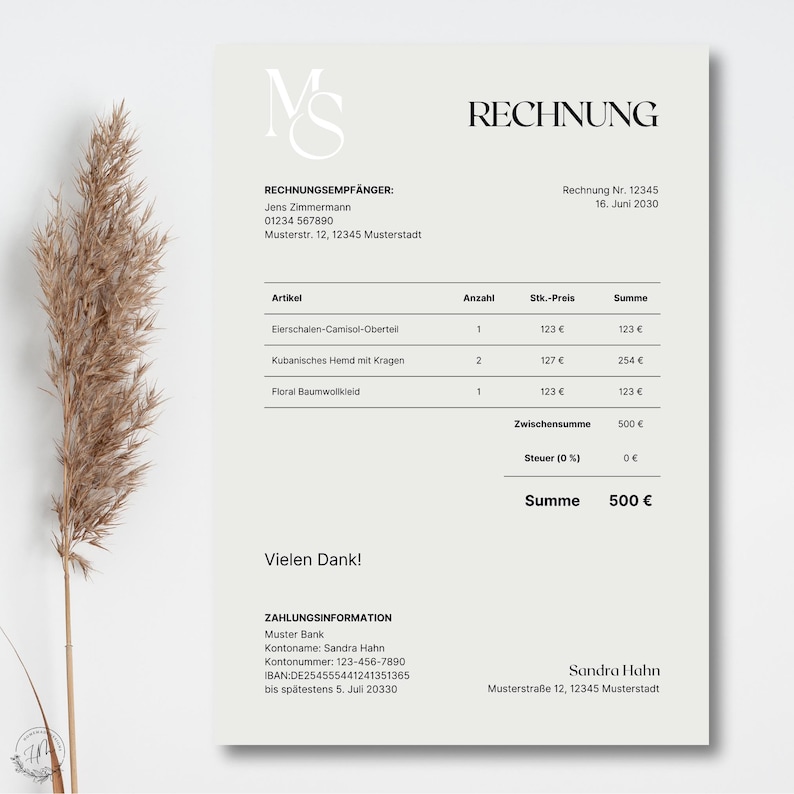 Rechnungsvorlage 2025, Professionelle Word & Canva Vorlage, Rechnung ...