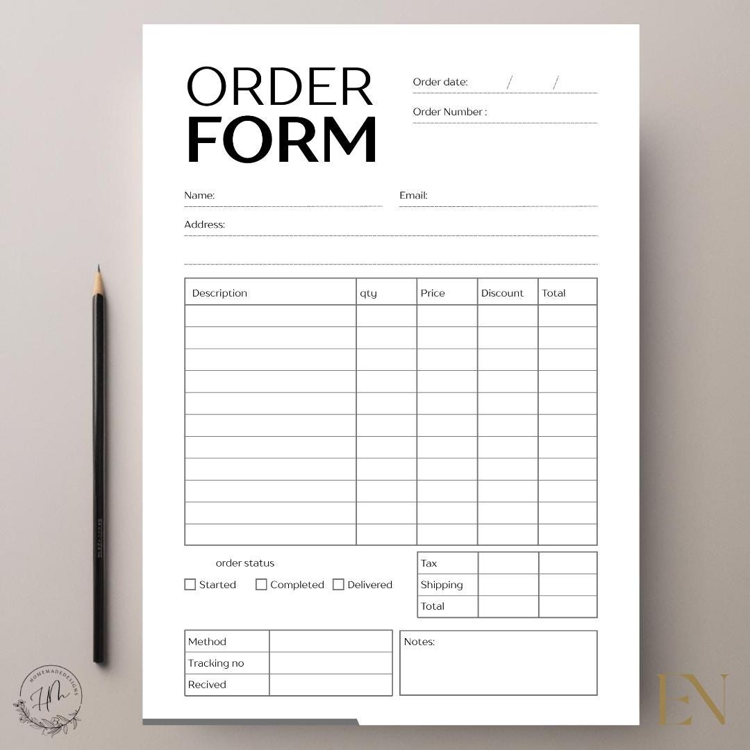 Order Form Template | Professional Order Template for Simple Orders ...