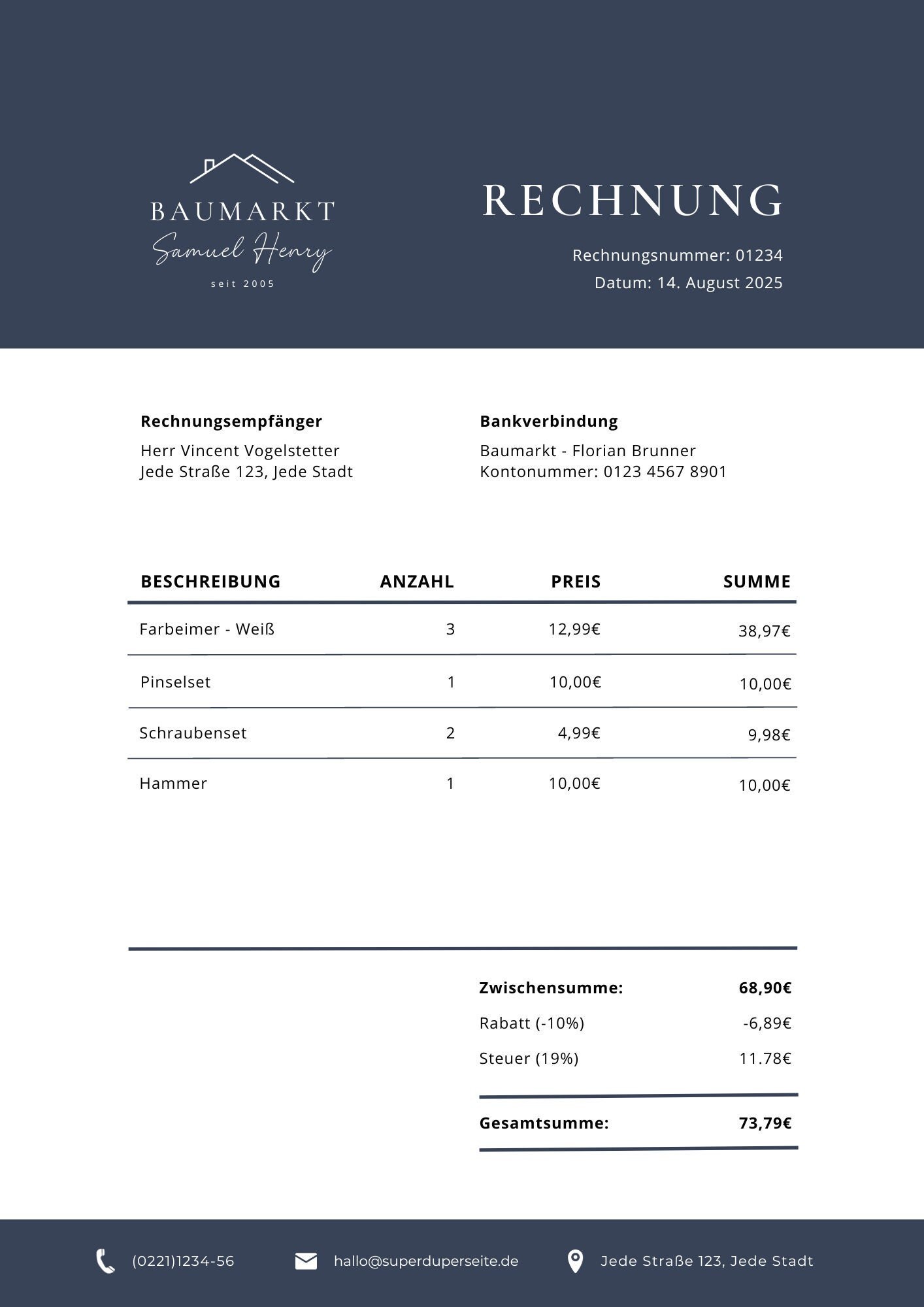 Invoice Templates German Word Canva Google Sheet - Etsy