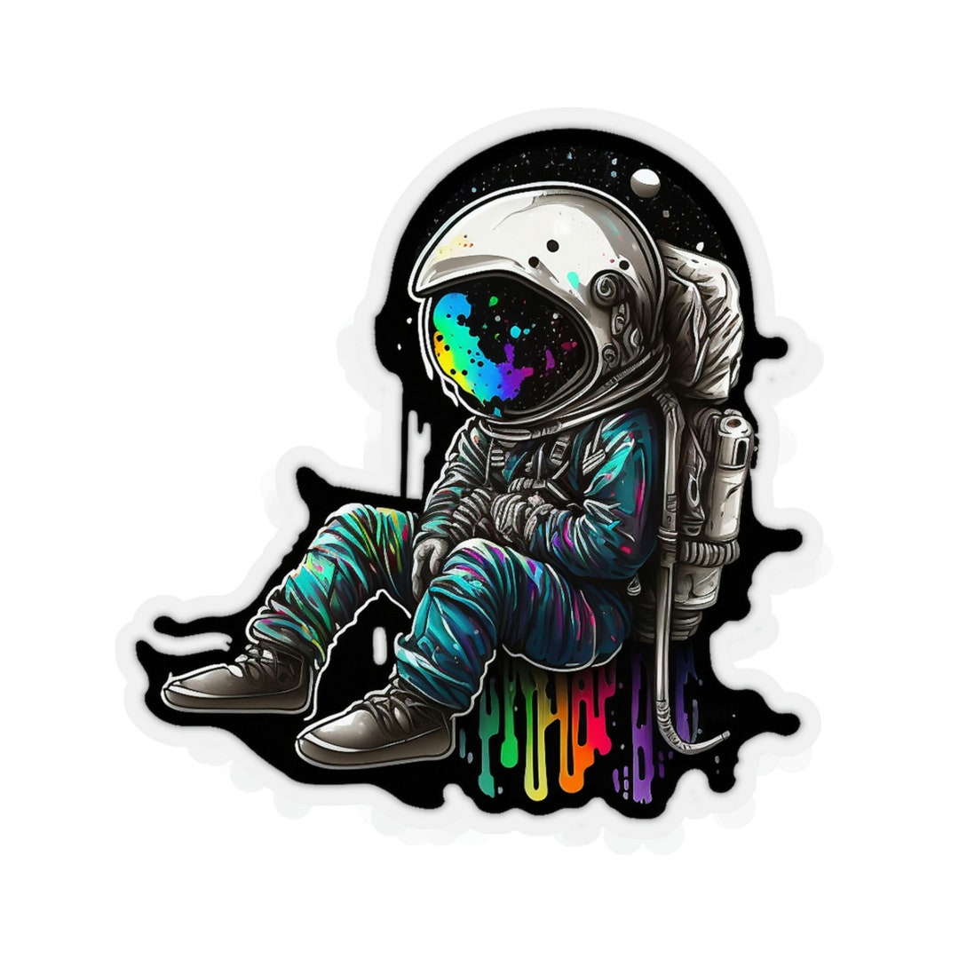 Melting Colorful Astronaut Kiss-cut Stickers, Emo, Skater, Graphic ...