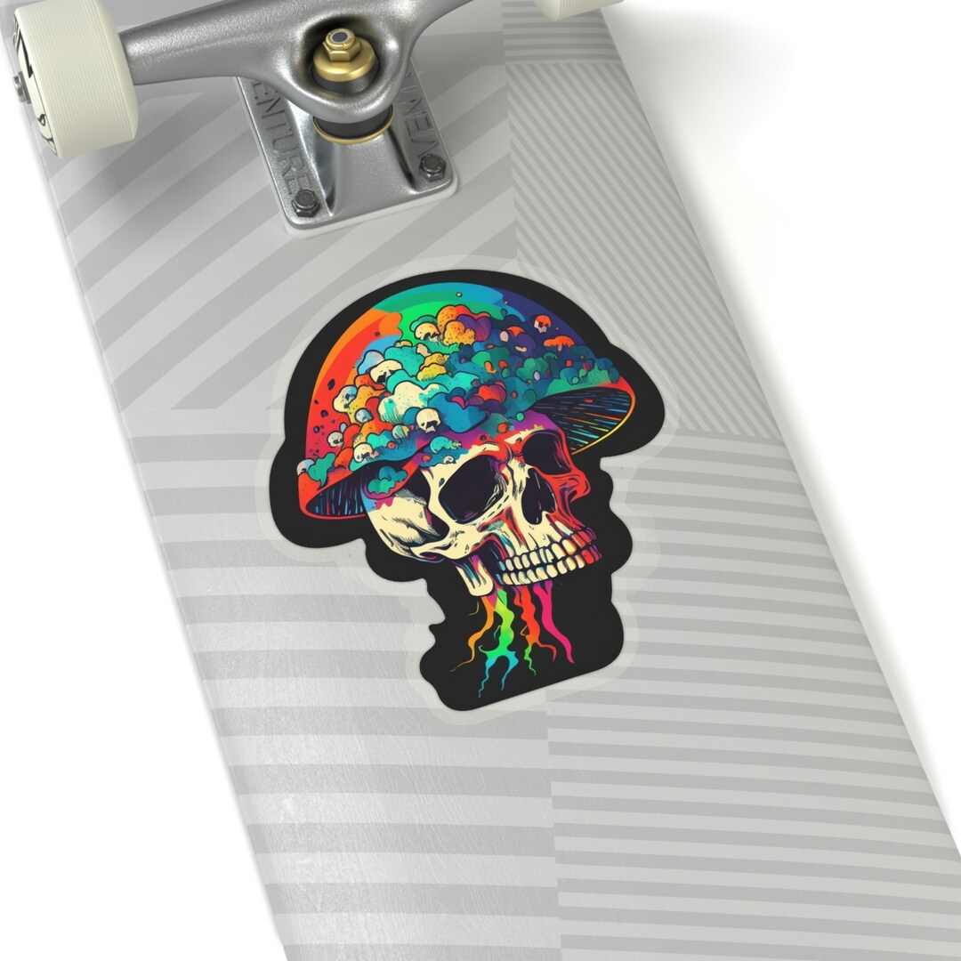 Mushroom Trippy Skull Stickers Emo Skater Decal Sticker Art - Etsy