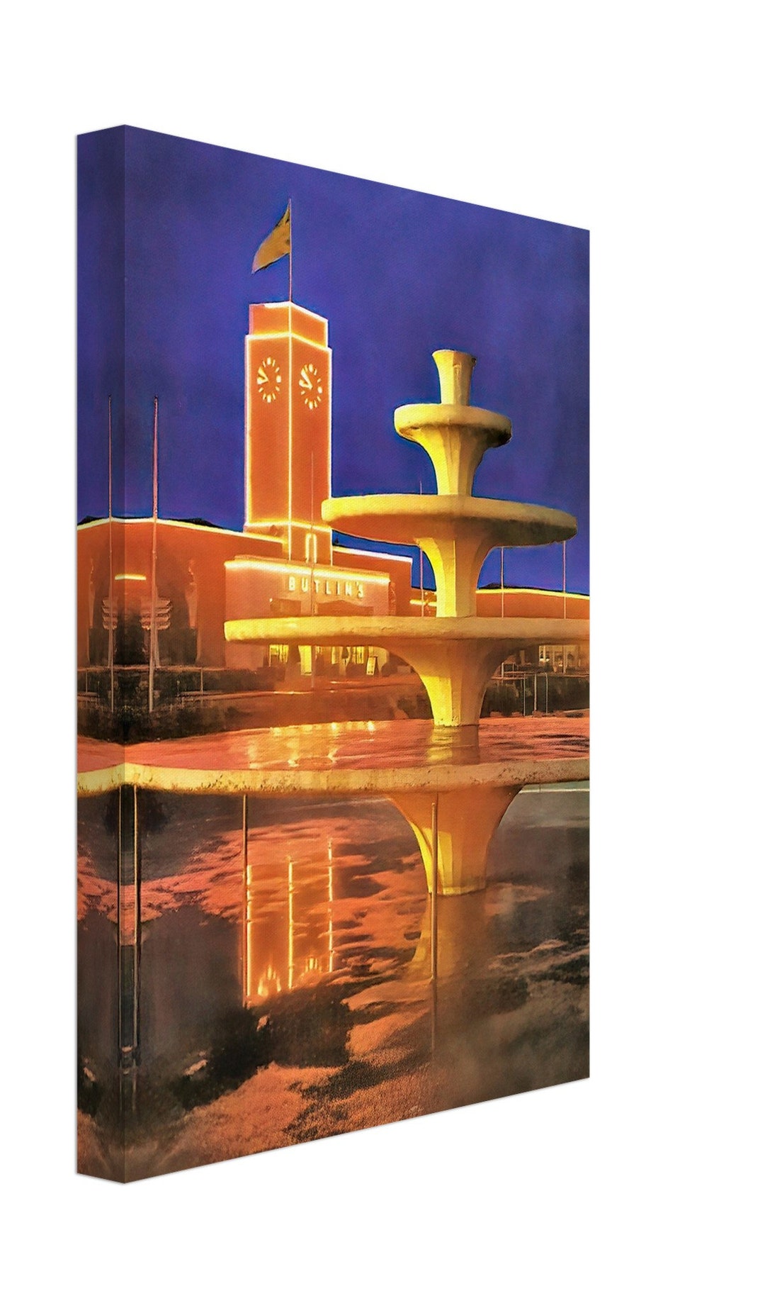 Butlins Filey Postcard Print 1960s Night View Pool Fountain - Etsy