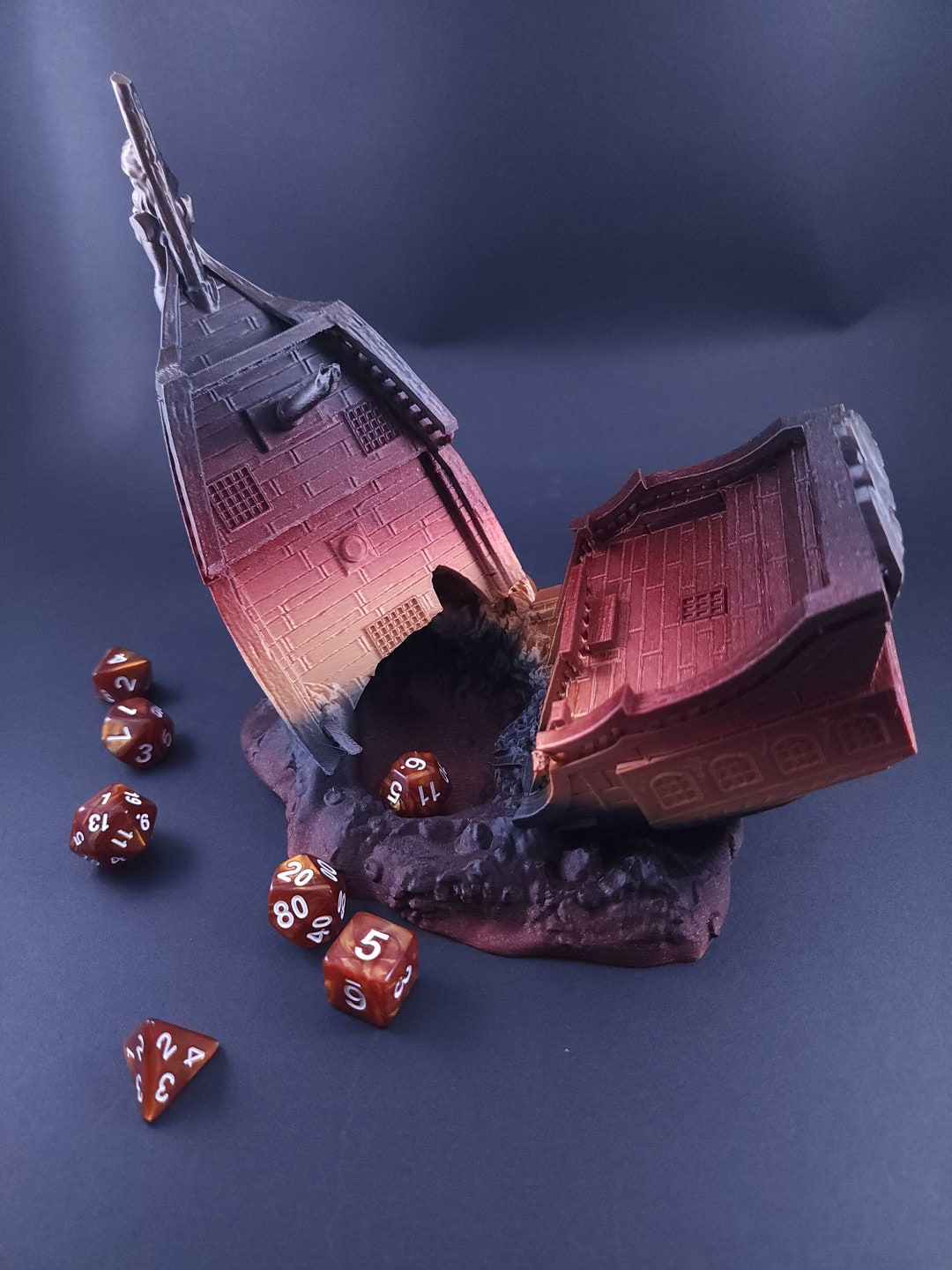 Sunken Pirate Ship Dice Tower Boat Dice Roller Tabletop Game Dnd Pirate ...