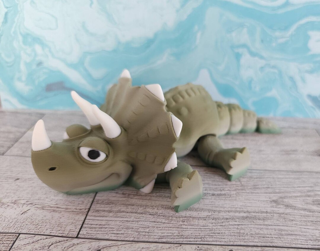 Articulated Dinosaur Triceratops 3d Printed Fidget Toy Desk Figurine ...