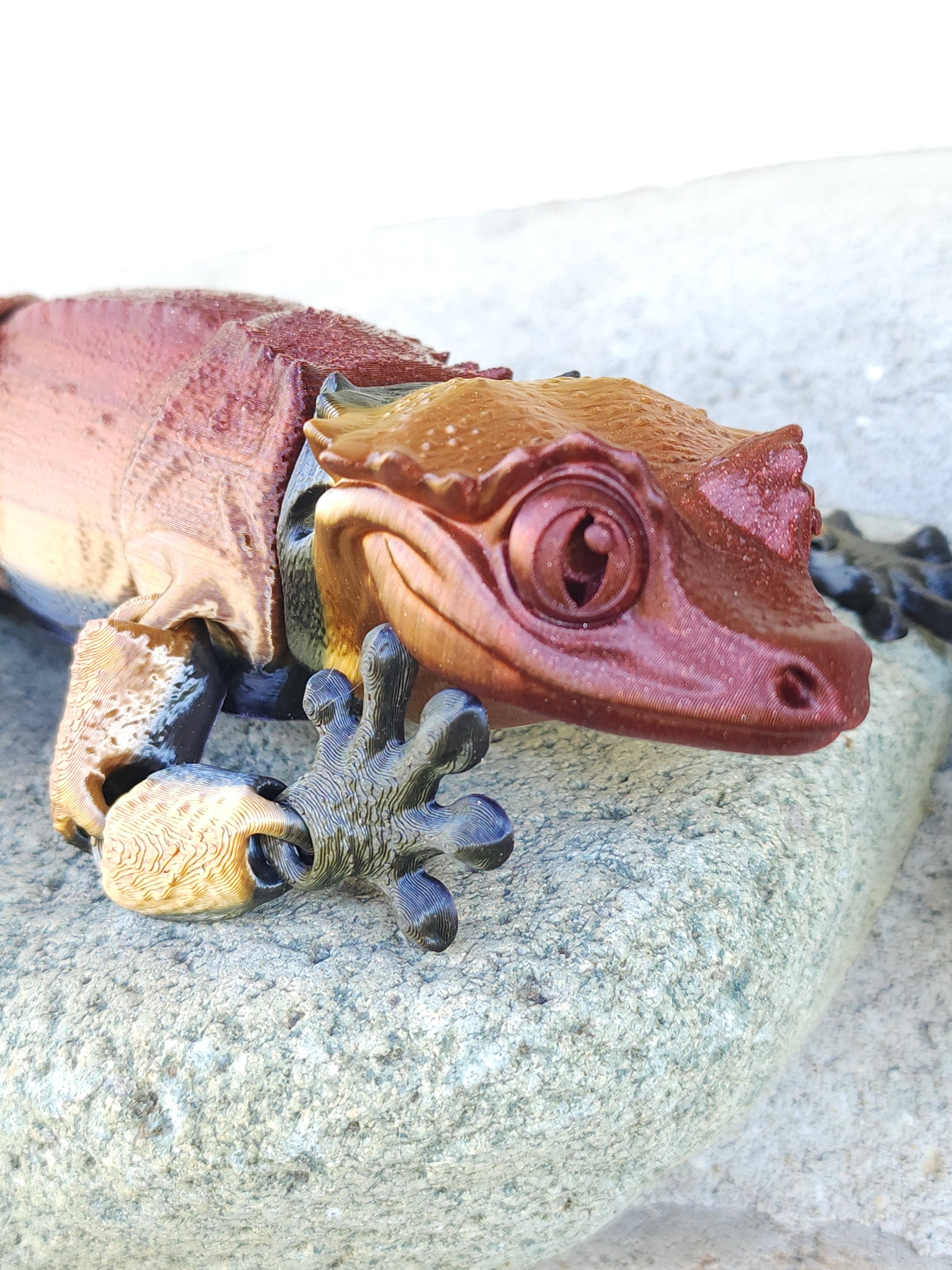3d Printed Crested Gecko Lizard Tank Buddy Articulated Fidget - Etsy