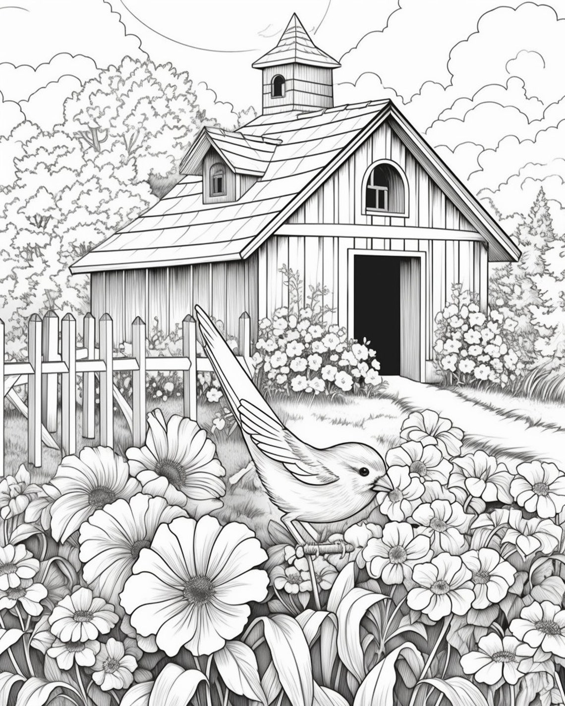 12 Elegant Barn Printable Coloring Pages for All - Etsy