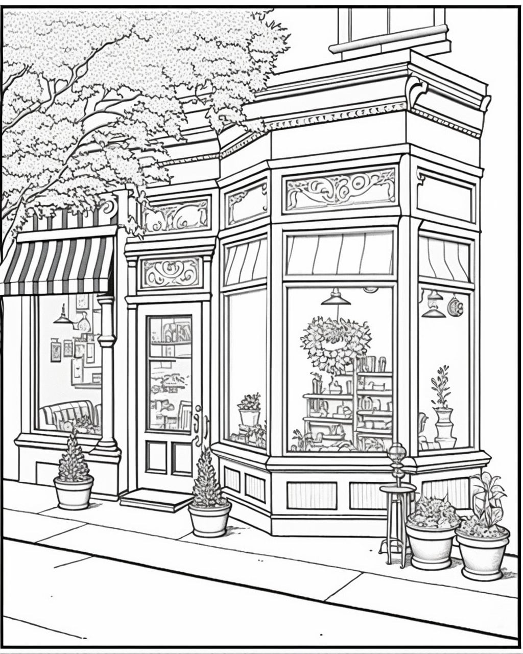 Beautifully Detailed Storefront Coloring Pages - Etsy