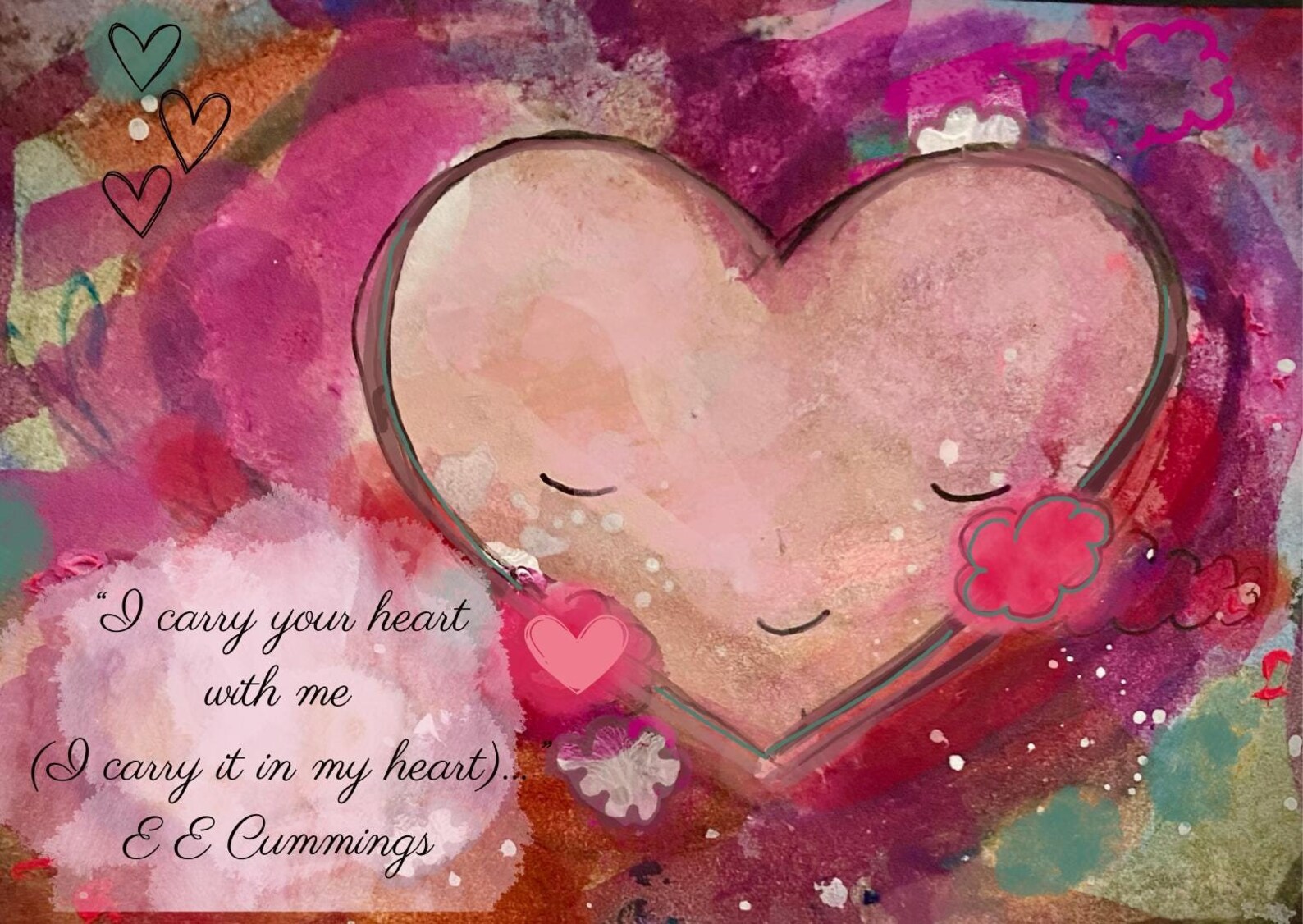 I Carry You in My Heart, E.e. Cummings Poem for Your Sweetheart. 5x7in ...