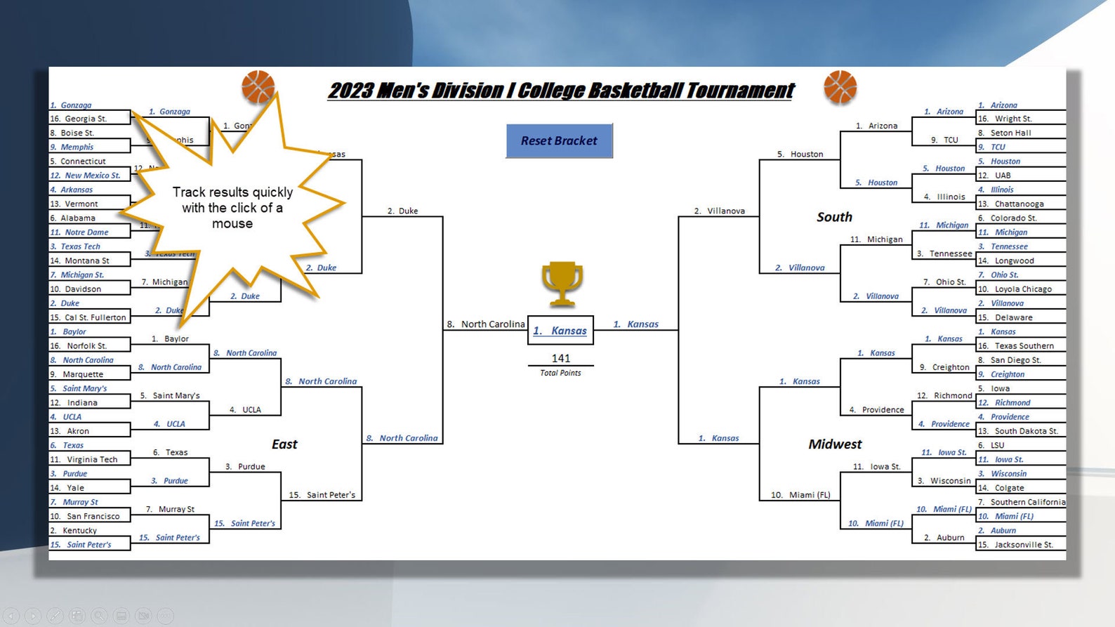 College Basketball Tournament Excel Template | College Basketball ...