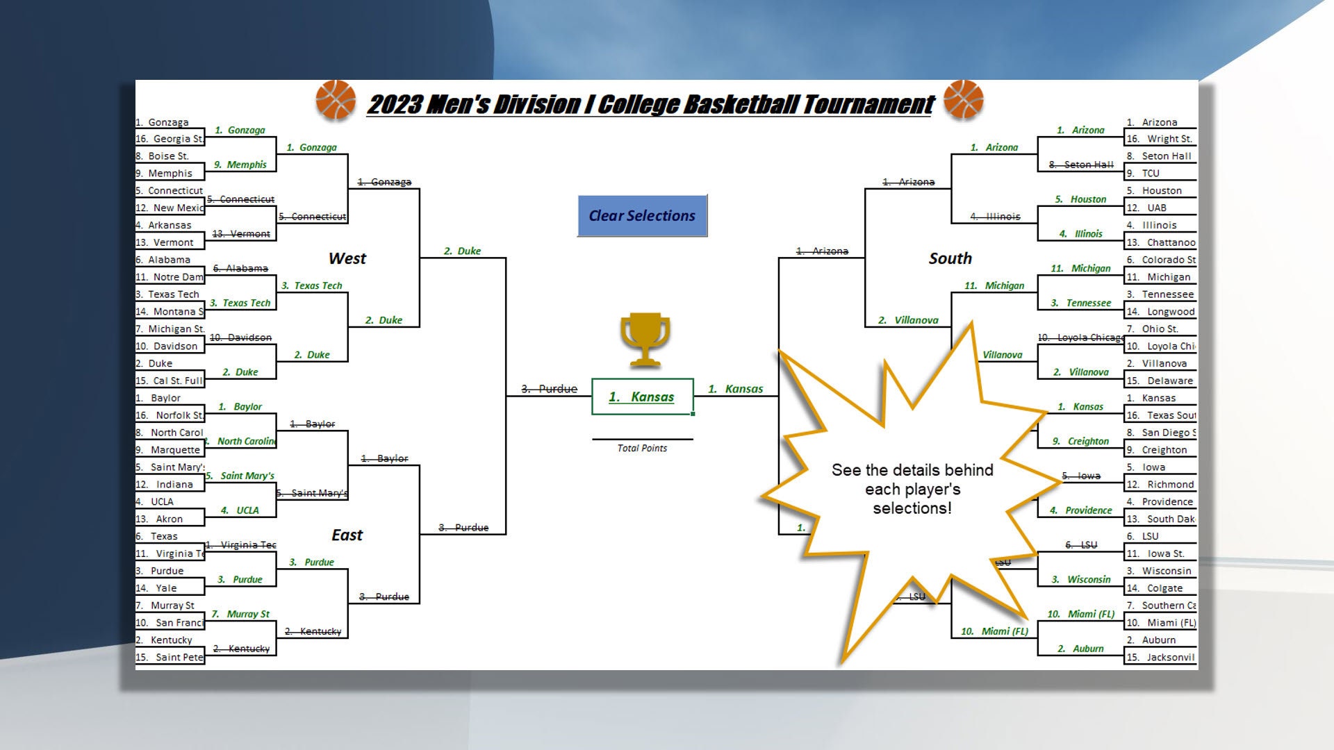 College Basketball Tournament Excel Template | College Basketball ...