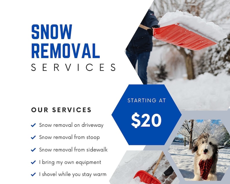 Shoveling Snow Flyer, Snow Removal Ad, Landscaping Flyer, Shoveling ...