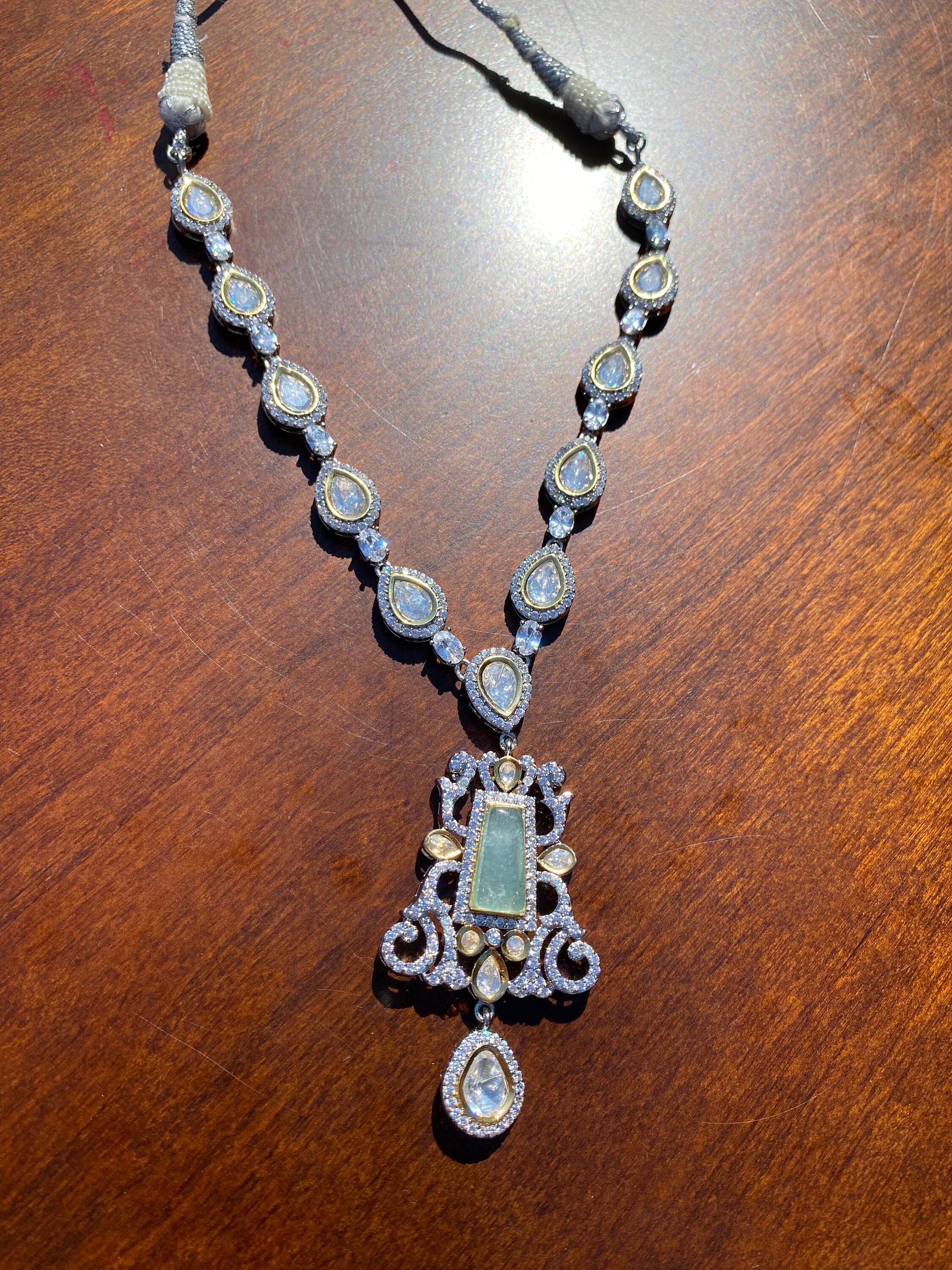 Tyaani Inspired Exquisite Uncut Polki American Diamond Necklace Set ...