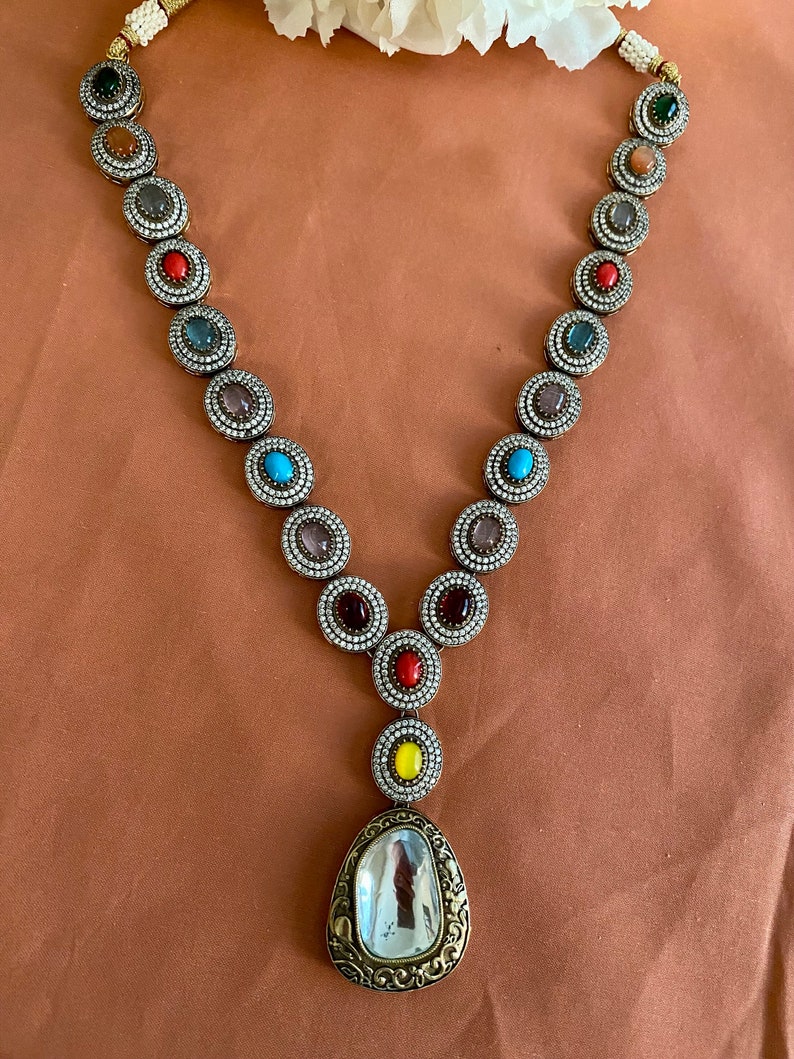 Exquisite Sabyasachi Inspired Victorian Multi Color Necklace Set - Etsy