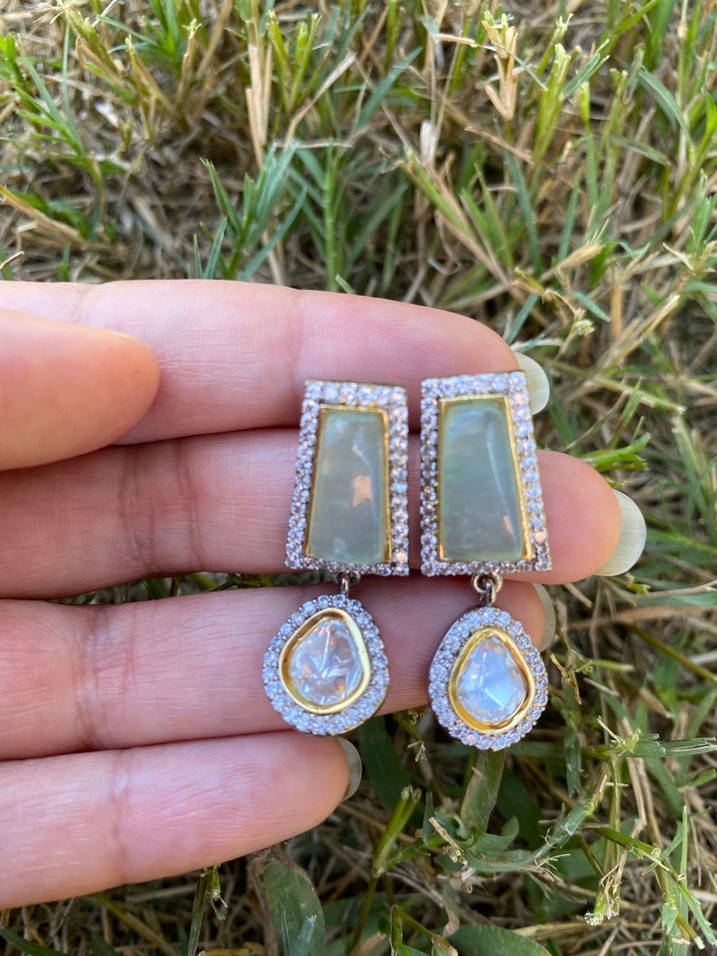 Tyaani Inspired Exquisite Uncut Polki American Diamond Necklace Set ...