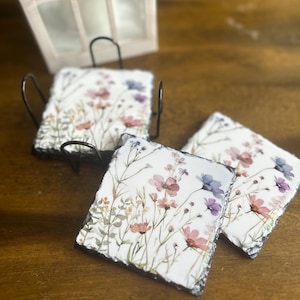 Wildflower Slate Coaster Set – Nature Lover Gift, Unique Drinkware - Etsy