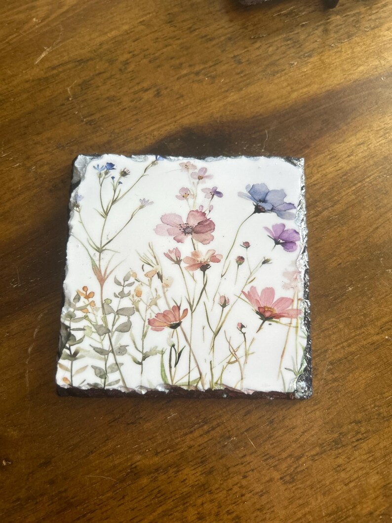 Wildflower Slate Coaster Set – Nature Lover Gift, Unique Drinkware - Etsy