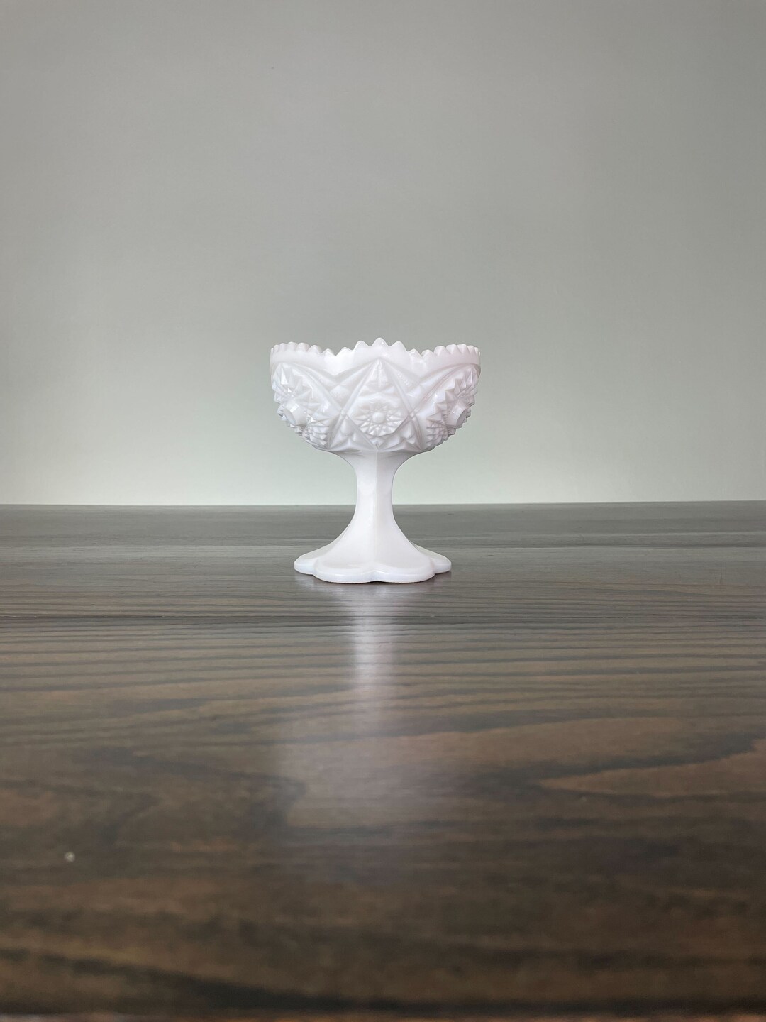 Kemple Glass Hobstar & Fan White Milk Glass Footed Compote (5") - Etsy