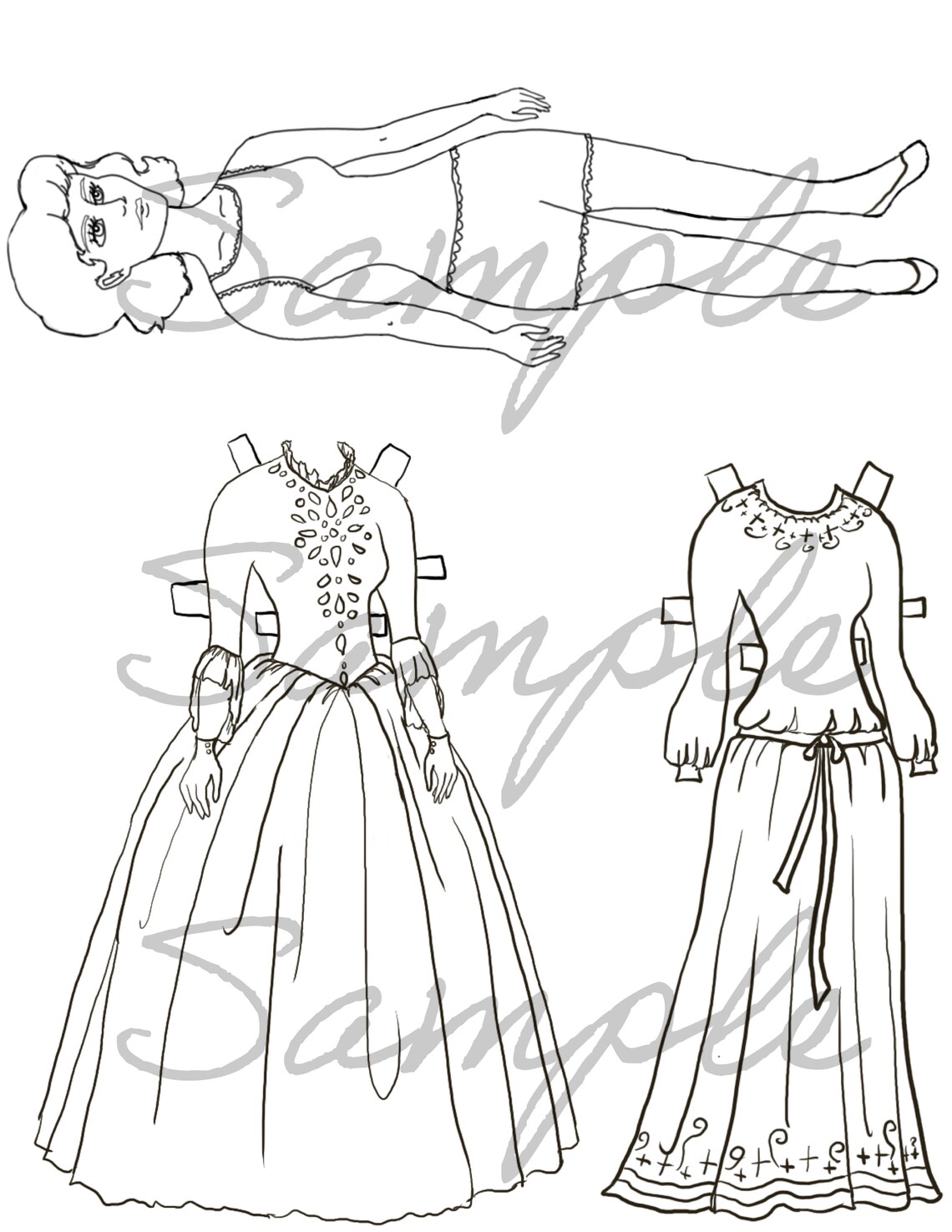Printable Digital Princess Paper Doll Set “cecelia” - Etsy