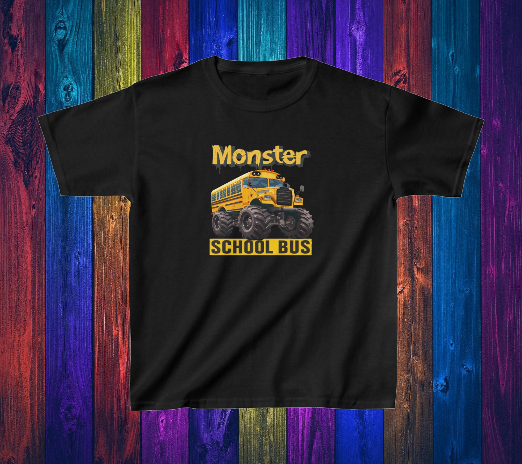 Monster School Bus Kids Tee - Etsy