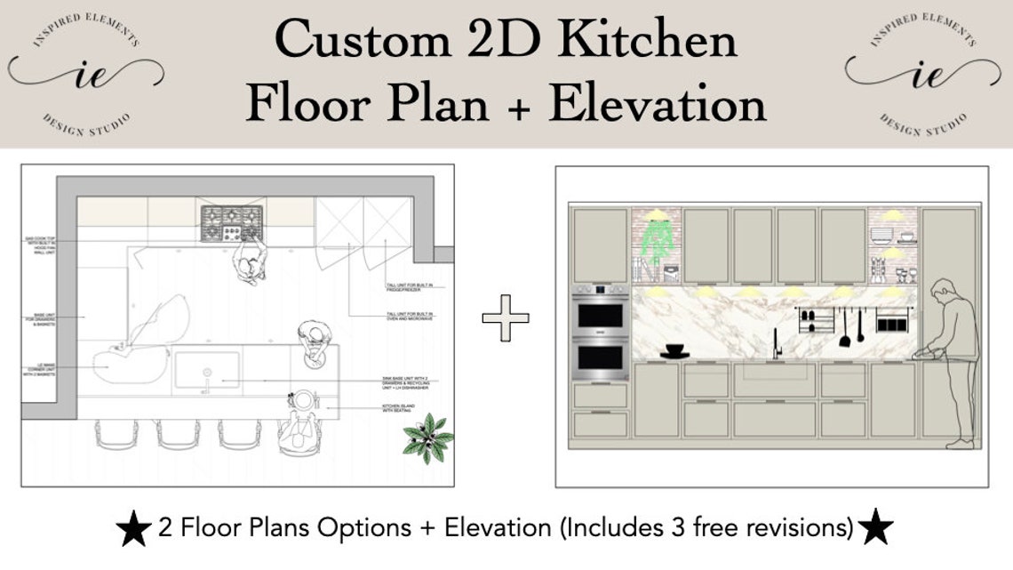 Kitchen Design | Floor Plan + Elevations | Space Planning | Kitchen ...