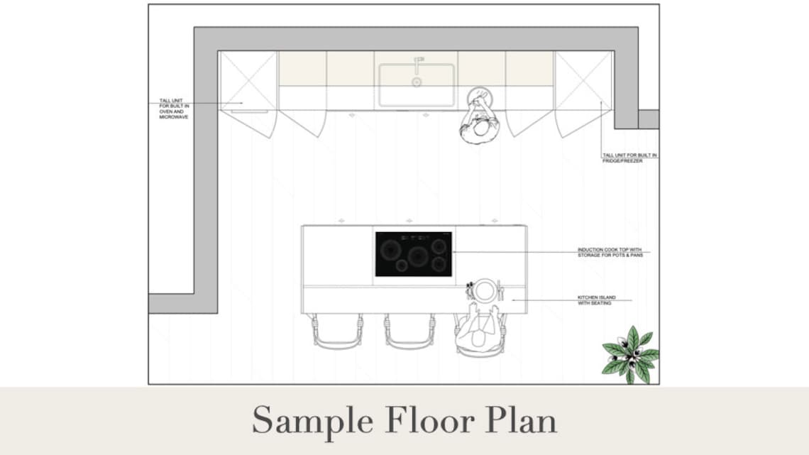 Custom 2D Kitchen Floor Plan Design | Space Saving Layout Service - Etsy