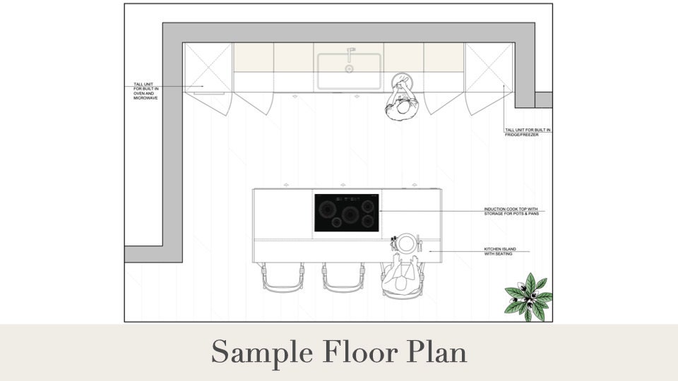 Custom 2D Kitchen Design: Floor Plan & Elevation - Etsy